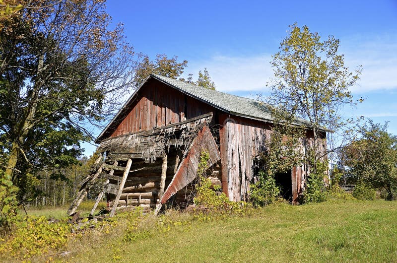 Old Barn Falling into Ruins Stock Photo - Image of forgotten, milk ...