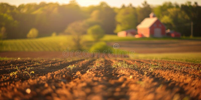 An Old Barn in a Field. Farm Landscape Stock Illustration ...