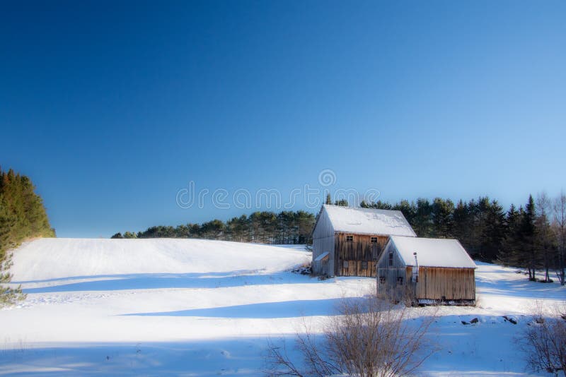 Old Barn in a Field during Quebec Winter in Canada Stock Image - Image ...