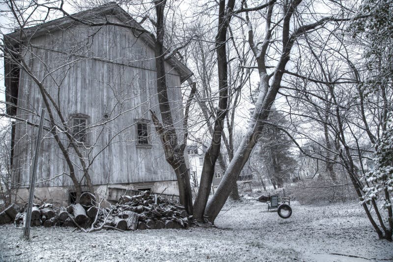 Old barn with fire wood stock photo. Image of fire, covered - 65458096