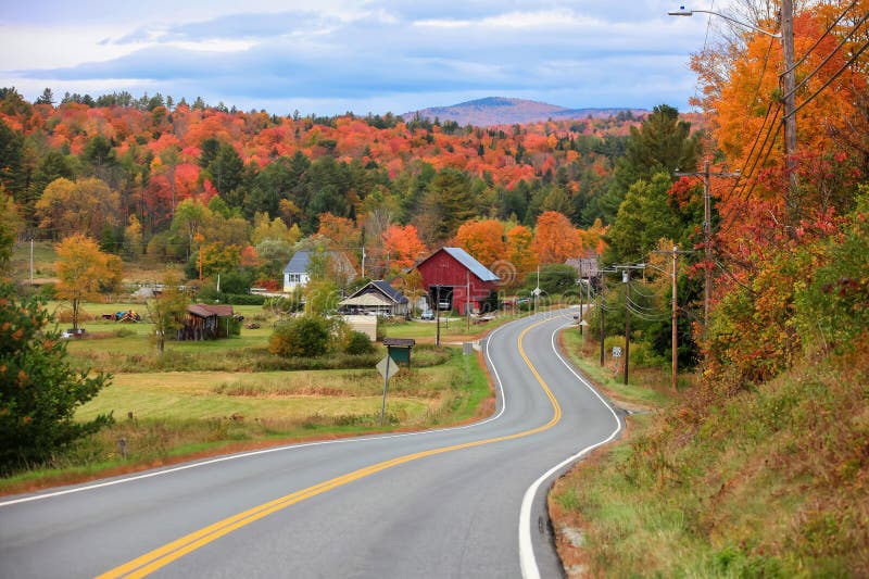 Old Barn by the Highway in Rural Vermont with Fall Foliage Stock Image ...
