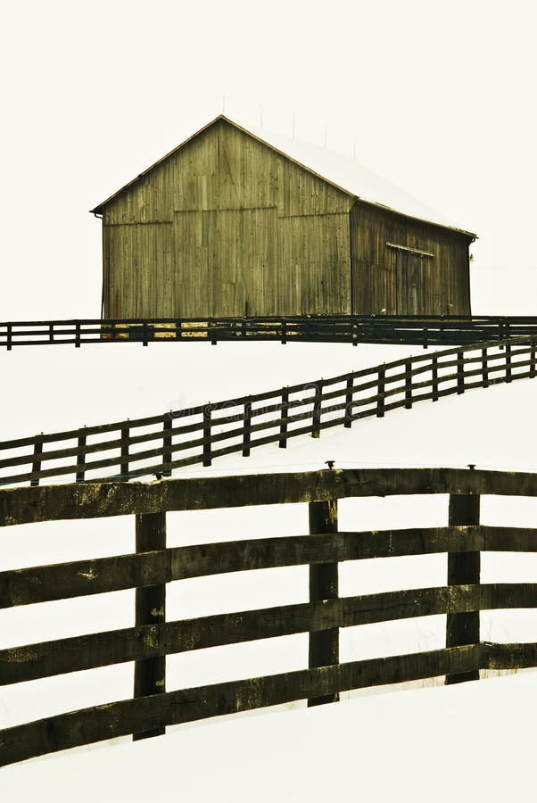 Old Barn at Horse Stables Farm Stock Photo - Image of covered, snow ...