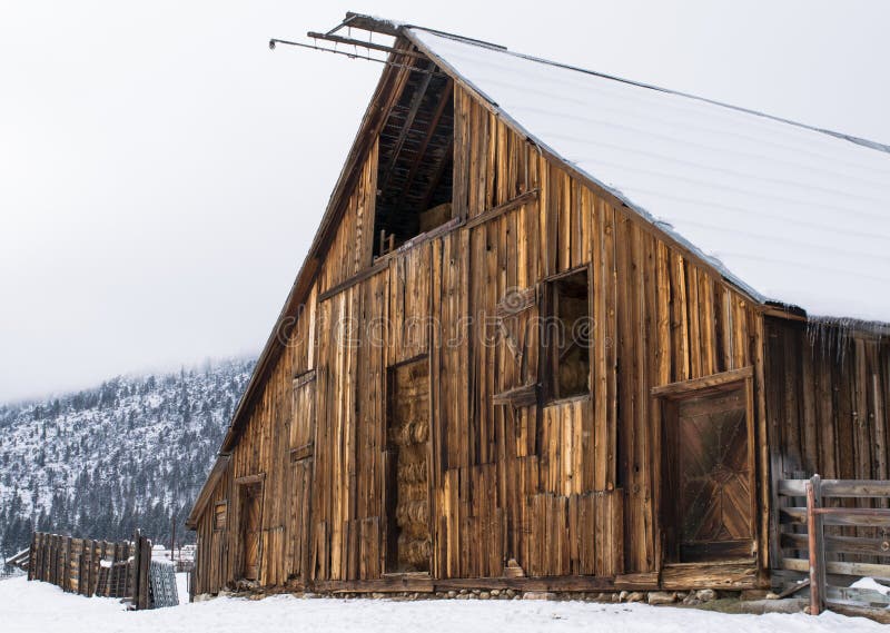 Old Barn stock image. Image of haying, barn, wooden, snow - 86254117