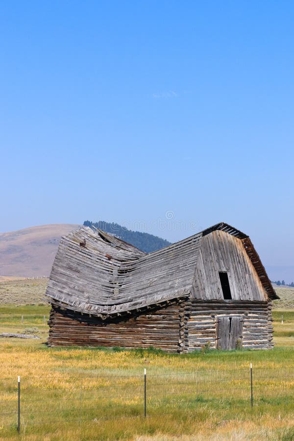 Old Barn With Sagging Roof stock image. Image of blue - 18262951