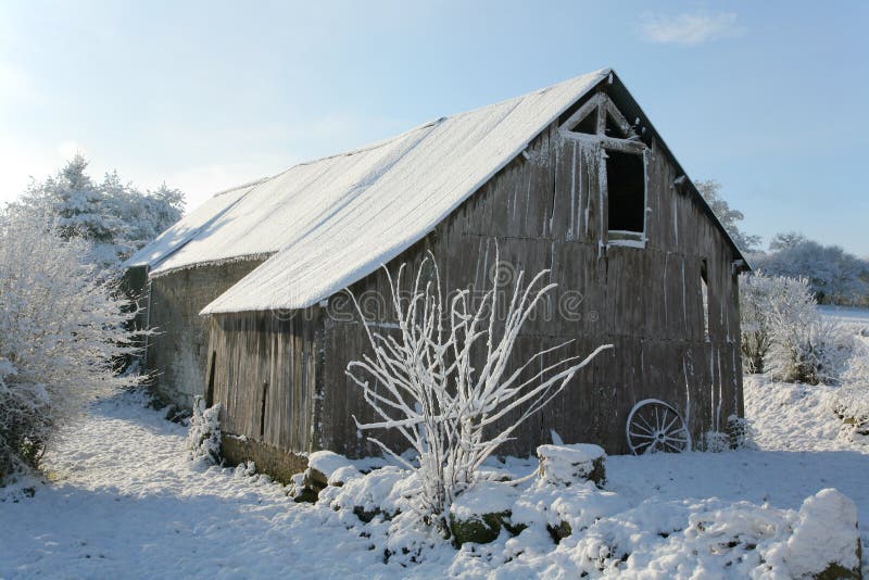 Old Barn in Snow stock photo. Image of countryside, texture - 17261660