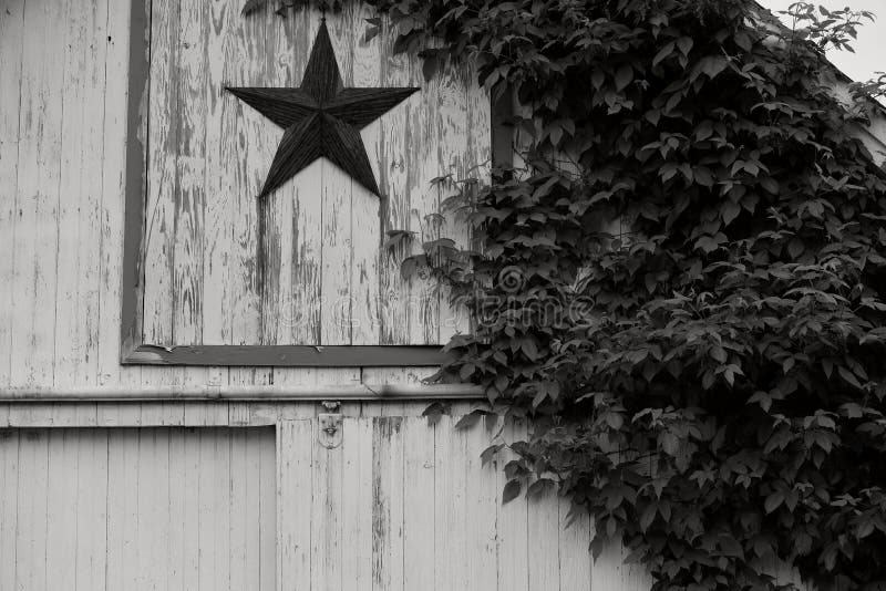 Old Barn with Vegetation and a Five Point Star Stock Photo - Image of ...