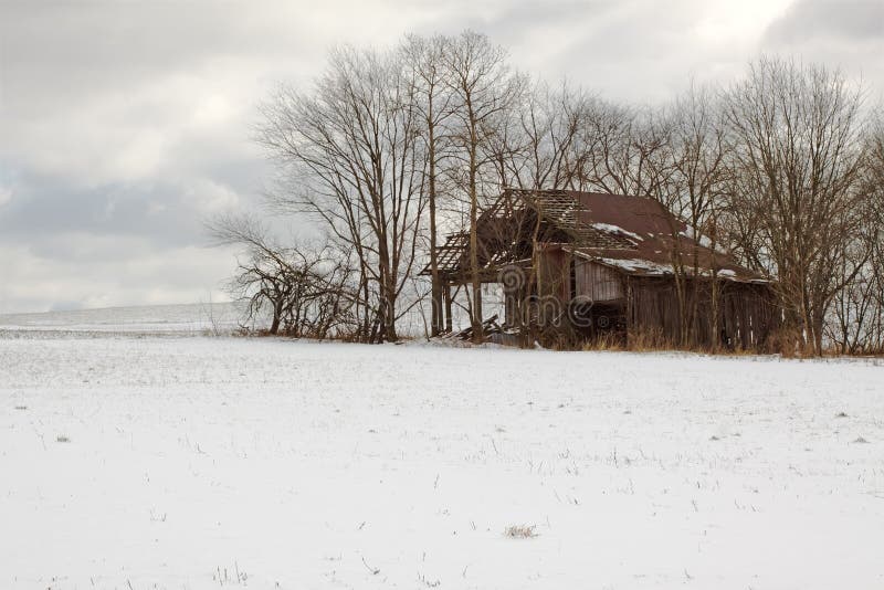 Old Rustic Barn and Snow stock photo. Image of farm, shack - 22904910