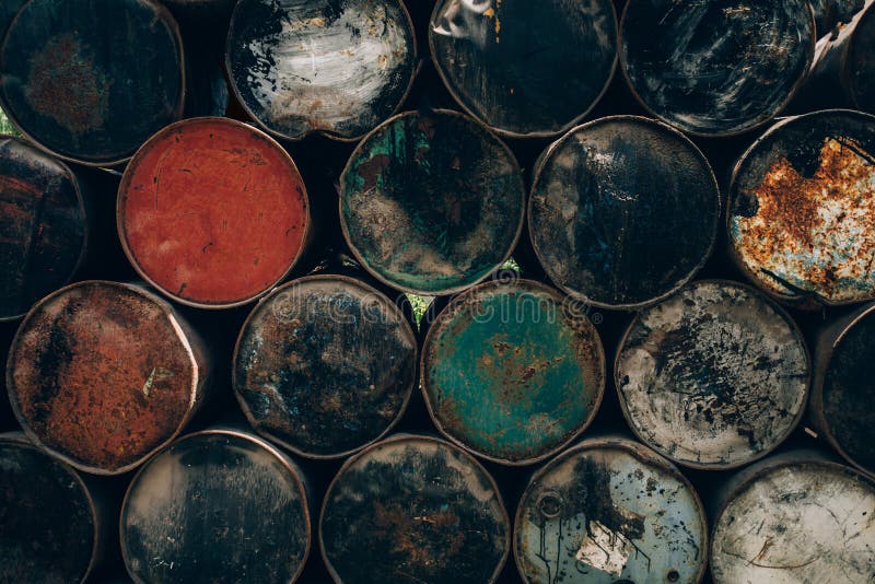 Old barrels of waste stock image. Image of fuel, theme - 278806145