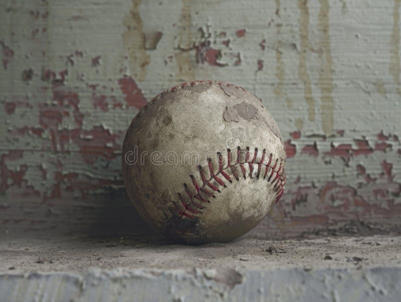 Old Baseball on Ground Wall Stock Photo - Image of grass, vintage ...