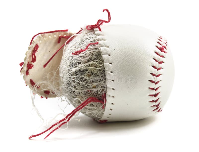Old baseball with strings stock image. Image of torn - 91359553