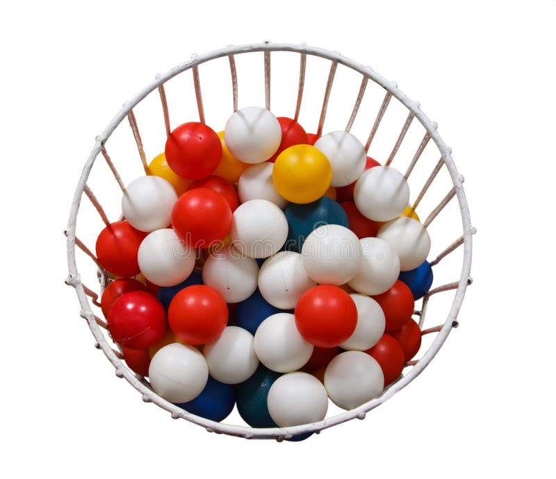 Old Basket with Children`s Plastic Colored Balls Insulated Stock Photo ...