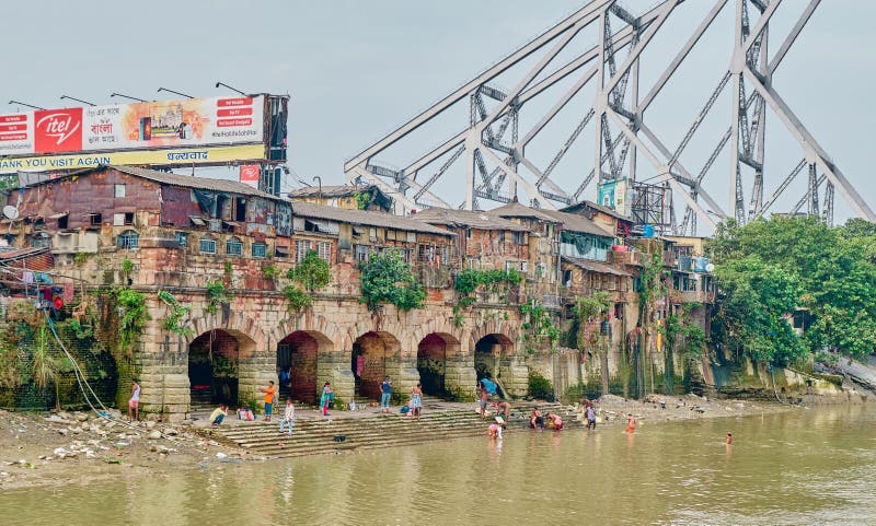 Old Bathing Ghats of Howrah Editorial Photography - Image of colorful ...