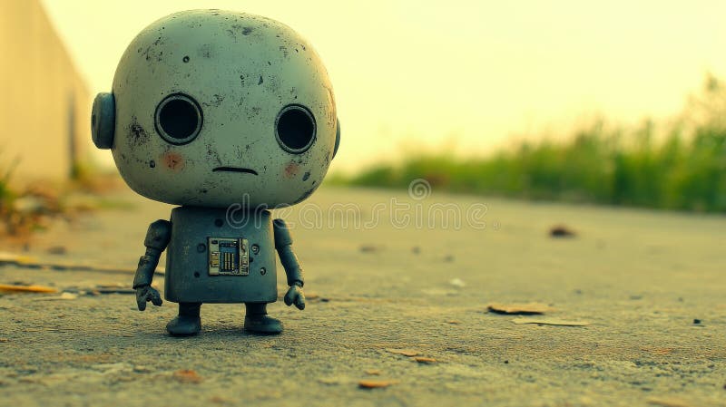 An Old, Battered Robot Sits Motionless, Its Open Chest Revealing a ...