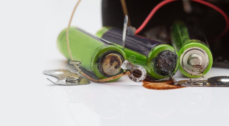 The Old Battery Was Leaking Hazardous Waste Stock Photo - Image of ...