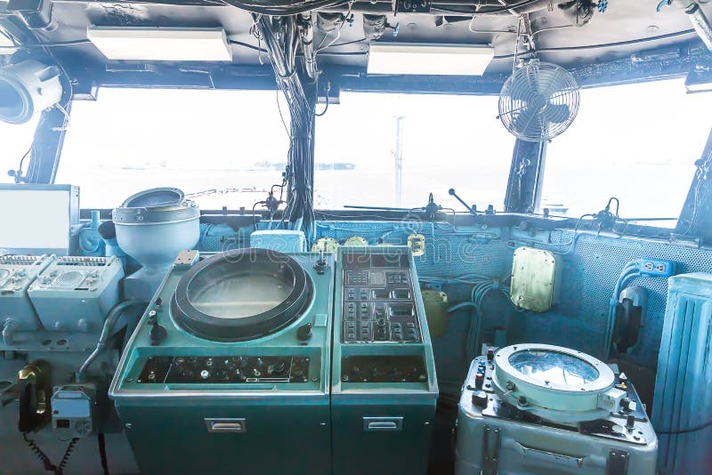 Navigation Marine Radar on Captain`s Bridge. Stock Photo - Image of ...