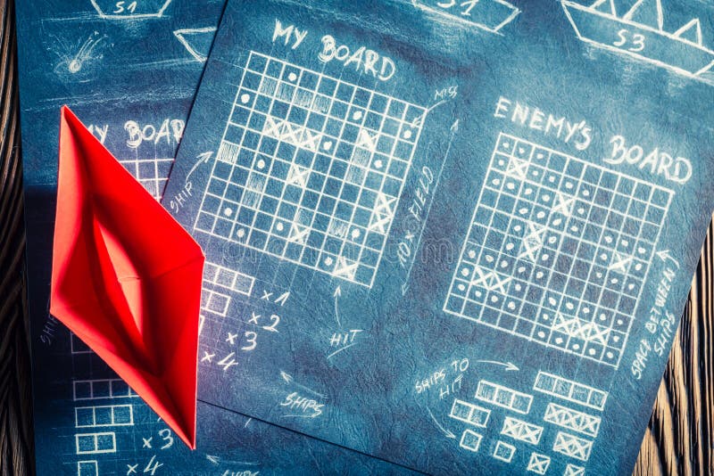 Old Battleship Paper Game As a Strategy Game Stock Image - Image of ...