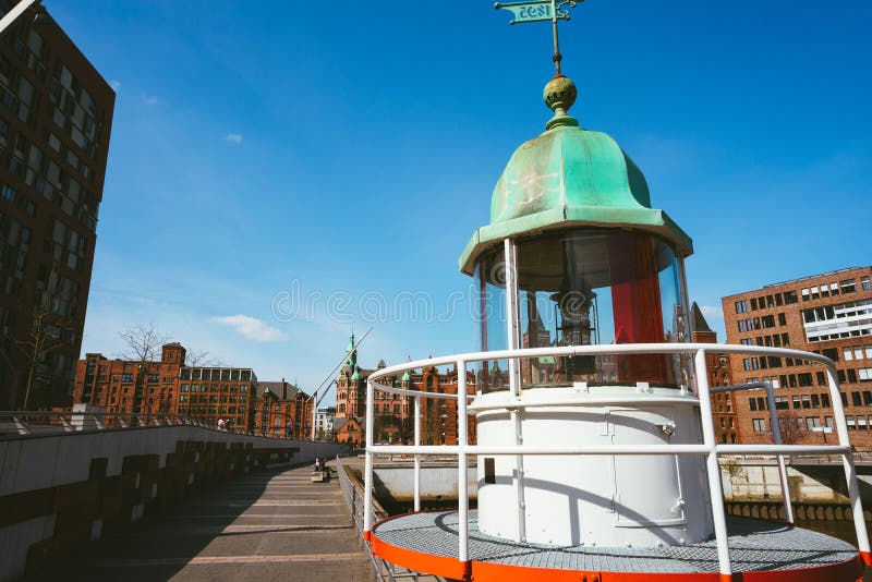 Old Beacon or Small Lighthouse in Hamburg Hafencity Stock Image - Image ...