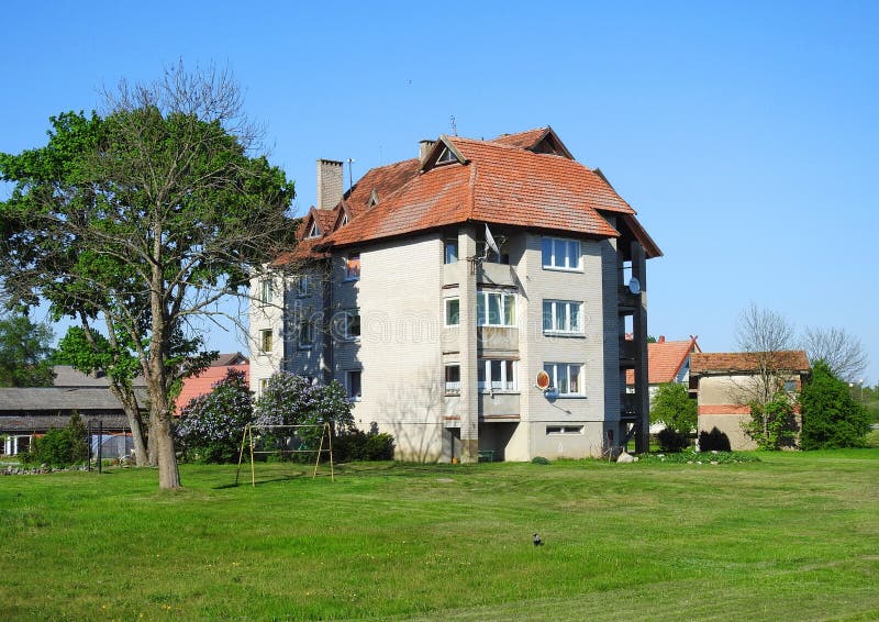 Old Beautiful Home in Spring , Lithuania Stock Image - Image of ...