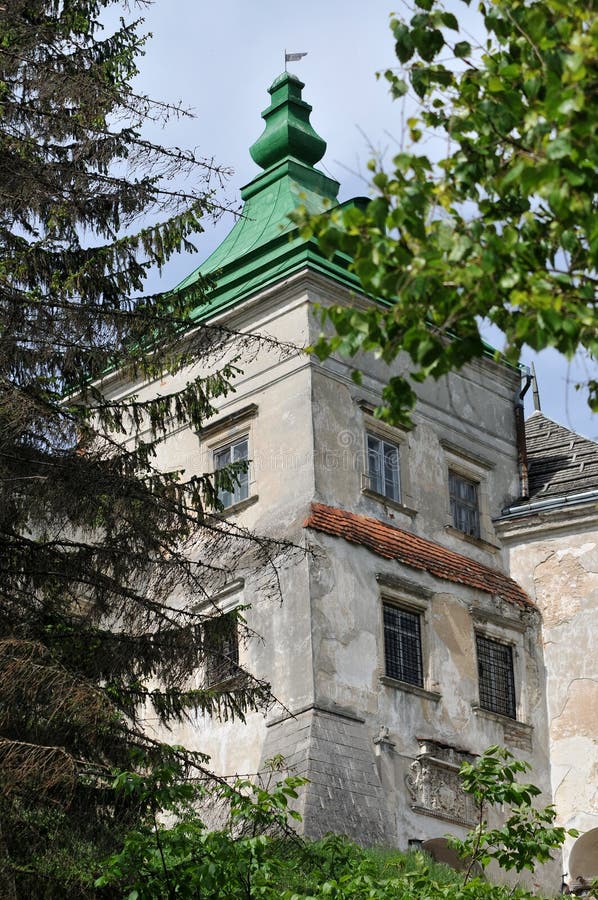 Old Beautiful Medieval House on the Hill among the Trees Stock Image ...