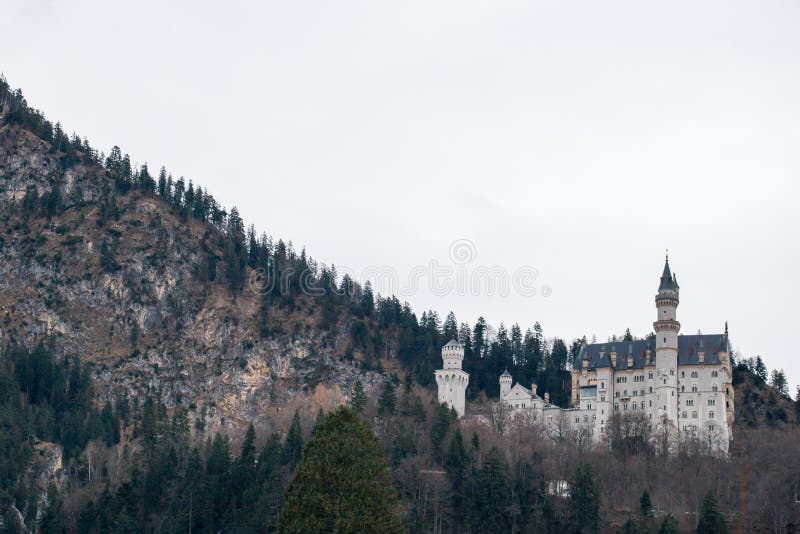 Old Beautiful Stone Castle Neuschwanstein Castle Surrounded by Rocks ...