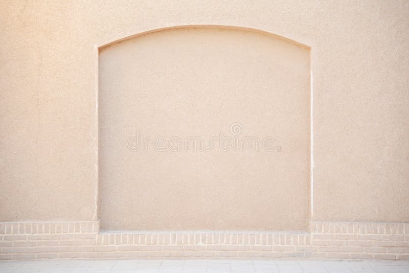 Old Beige Stucco Wall with Decorated Arch Stock Photo - Image of grungy ...