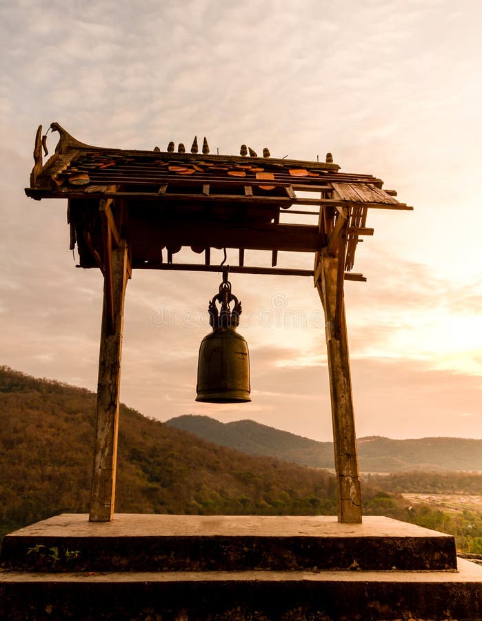 Old Bell Hung in a Buddhist Temple Stock Photo - Image of buddhist ...