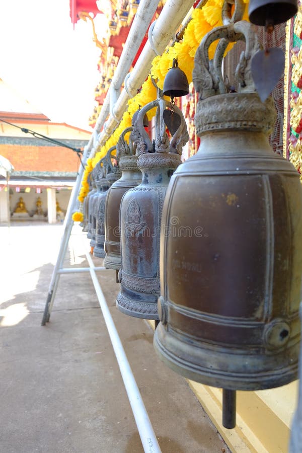 The Old Bell in Thai Temple Stock Image - Image of thai, line: 56935105