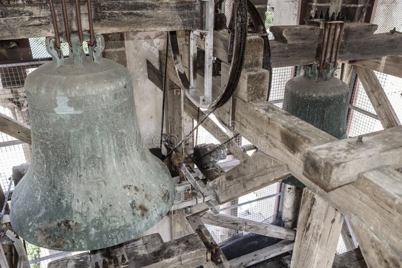 Old Bells in the Bell Tower. Stock Image - Image of religion, church ...