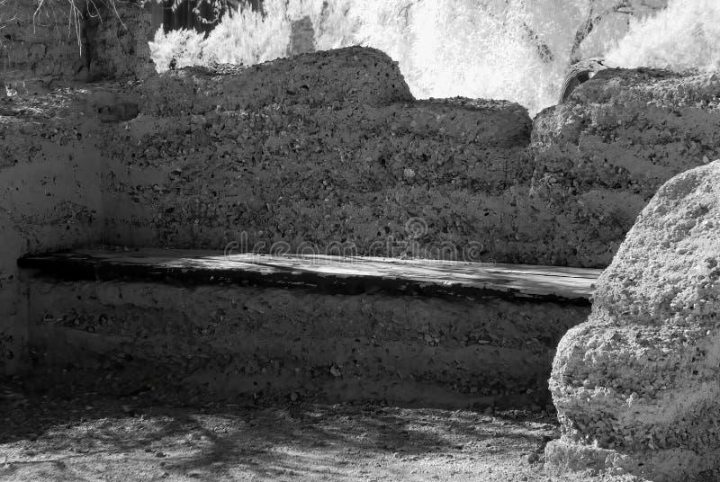 Old Bench Against an Adobe Wall Stock Photo - Image of arizona ...