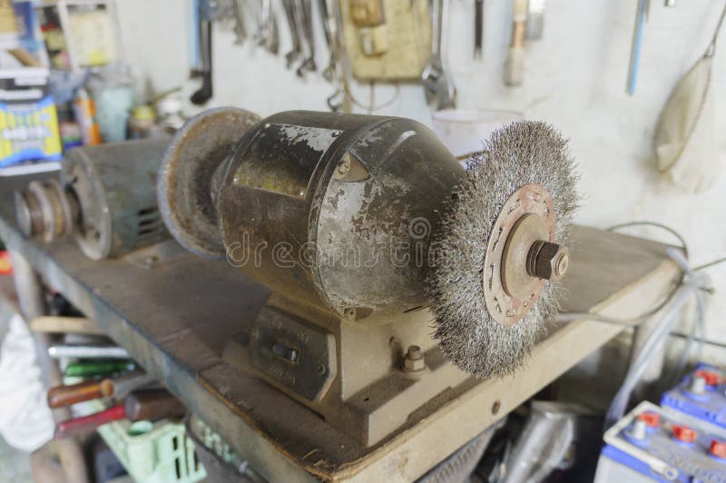Old bench grinder stock image. Image of abrasive, construction - 77567479