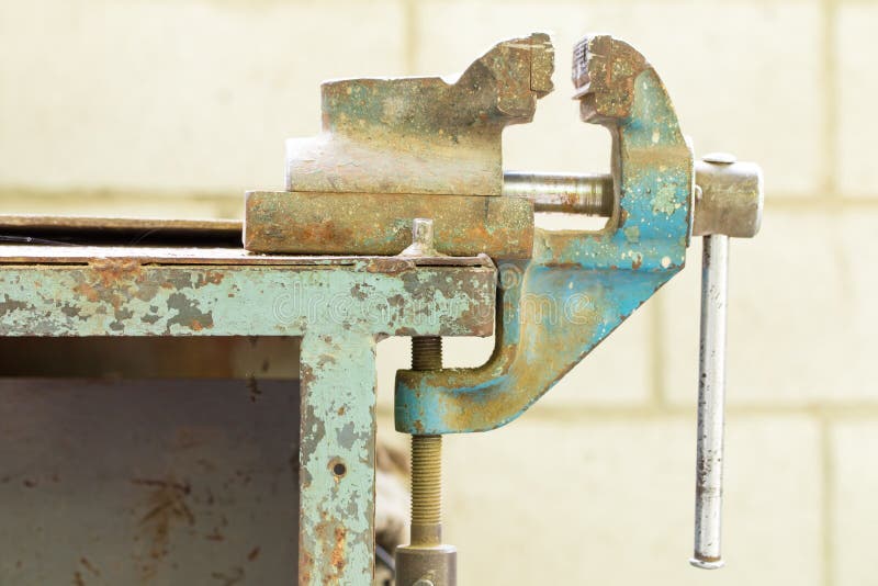 Old bench metal vise. stock image. Image of industrial - 72846479