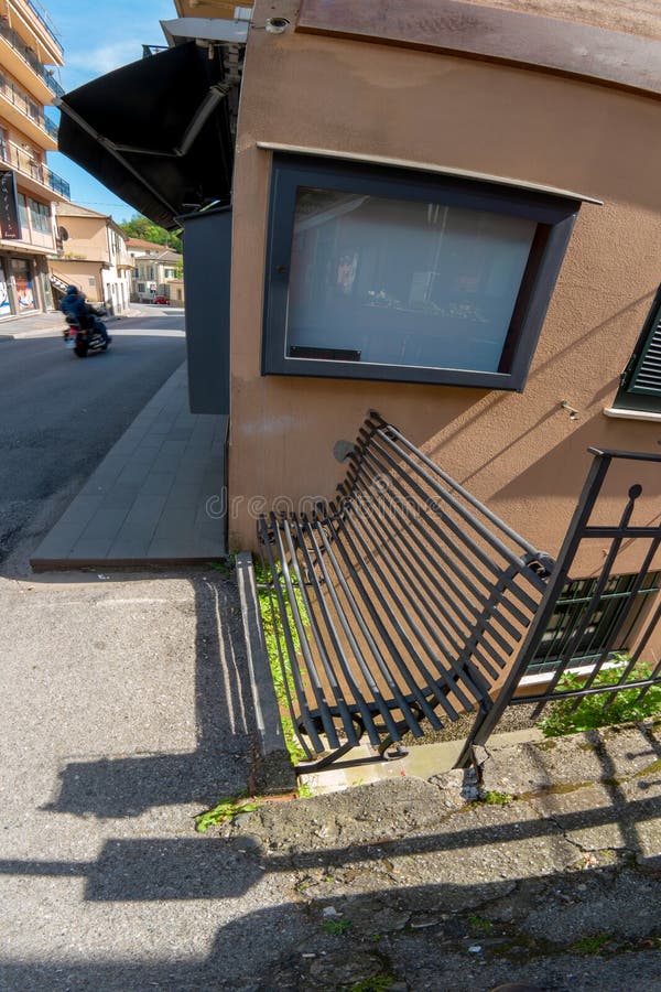 Old bench on the street stock photo. Image of architecture - 155142018