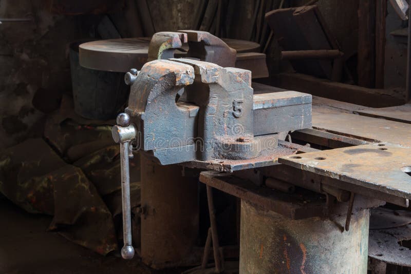 Old bench vise stock photo. Image of work, secure, metalwork - 72504364