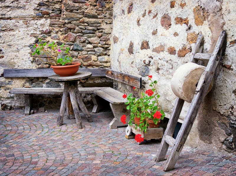 Old bench stock image. Image of outdoor, cranesbill, peeled - 32141397