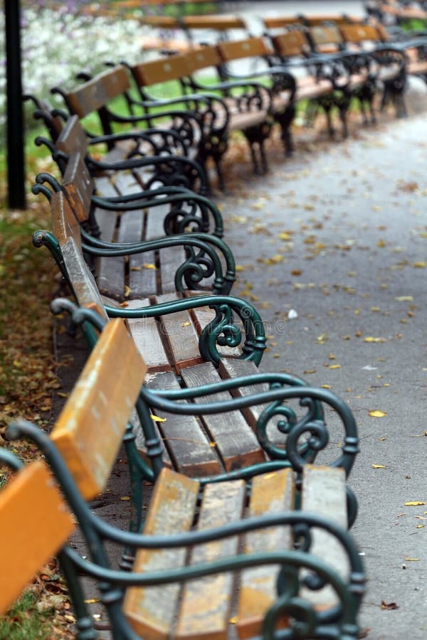 Old Benches in a Public Park in in Vienna Stock Photo - Image of bench ...