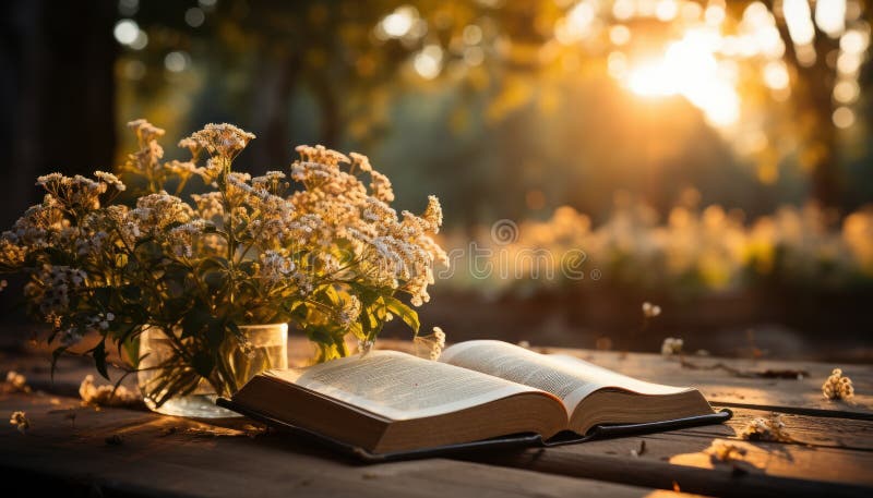 Old Bible Book with Sunlight Generative AI Stock Illustration ...
