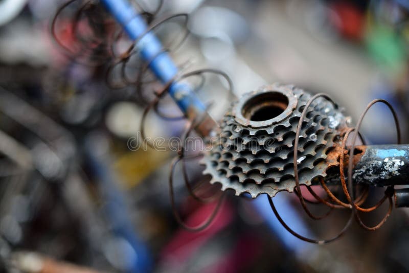 Old Bicycle Gear in the Scrap Heap. Stock Image - Image of pile, metal ...