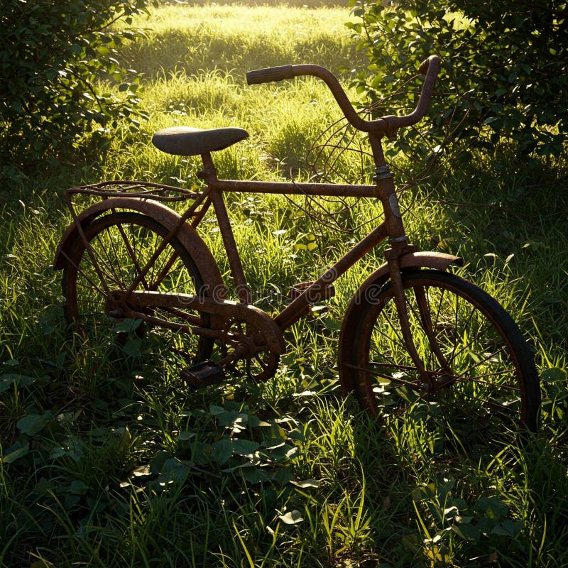 AI Generated Image of Rusty Bicycle in the Yard Stock Photo - Image of ...