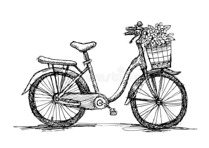 Old Bicycle - Sketch Illustration Hand Drawn Stock Vector ...