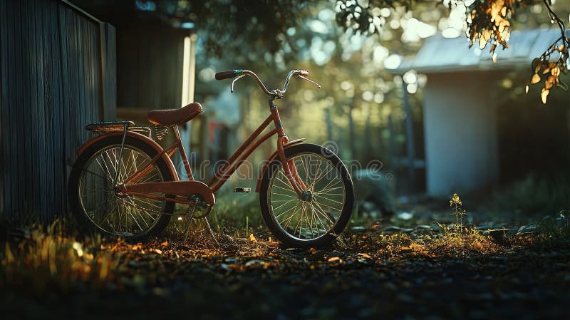 Old Bicycle in Yard, Realistic, Cinematic Light, Sharp Focus. Stock ...