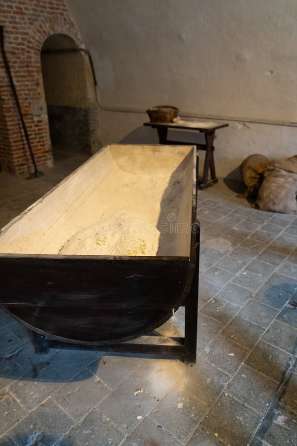 Old Big Dough Tray for Kneading Stock Photo - Image of cooking, dough ...