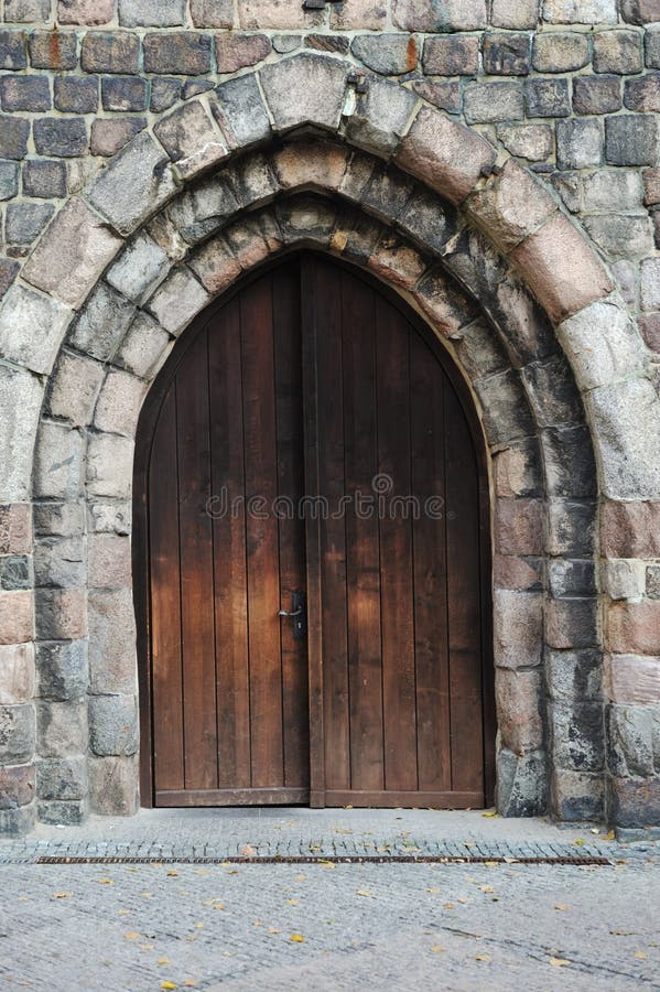 Old big wooden gate stock image. Image of european, fall - 23355619