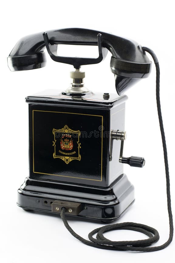 Old Black Antique Telephone with Handle Stock Image - Image of still ...