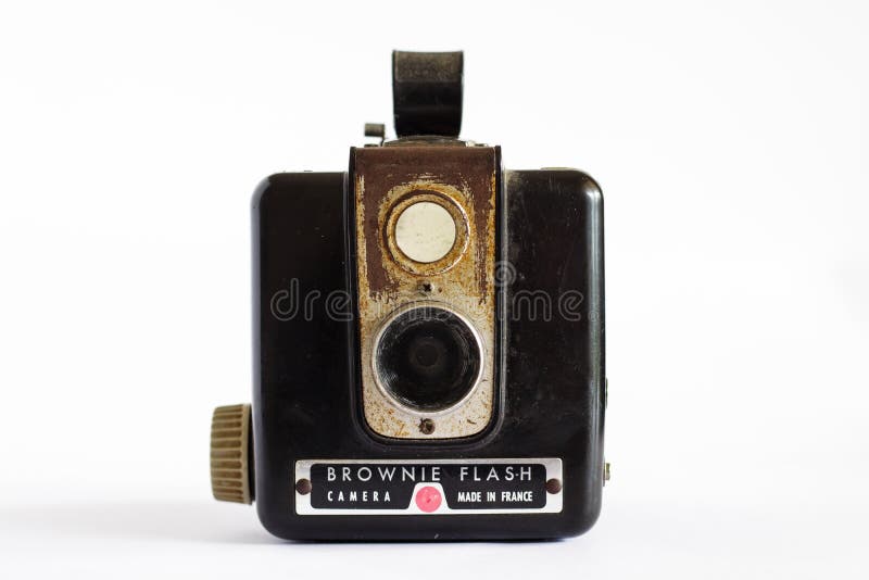 Old Black Camera on Black Background. Editorial Photo - Image of ...