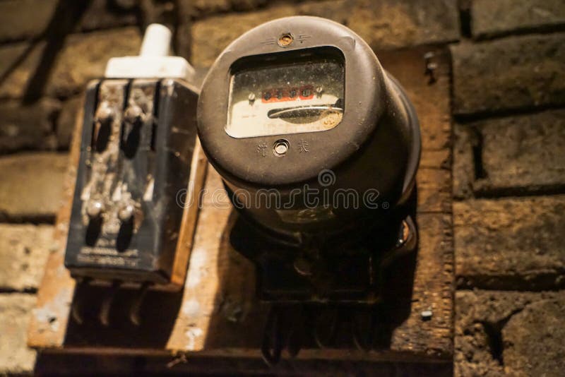 Old Electric Meter on the Wall Stock Photo - Image of wall, gate: 181388748