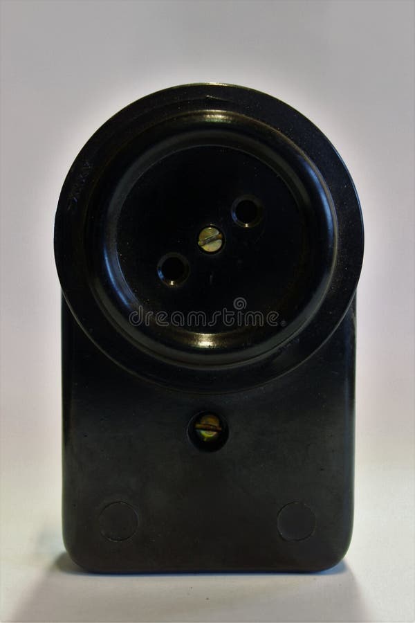 Old Black Electrical Outlet. Stock Photo - Image of electricity, screws ...