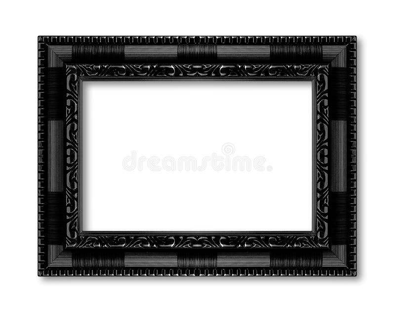 Old Black Frame Decorative Carved Wood Isolated on White Stock Image ...