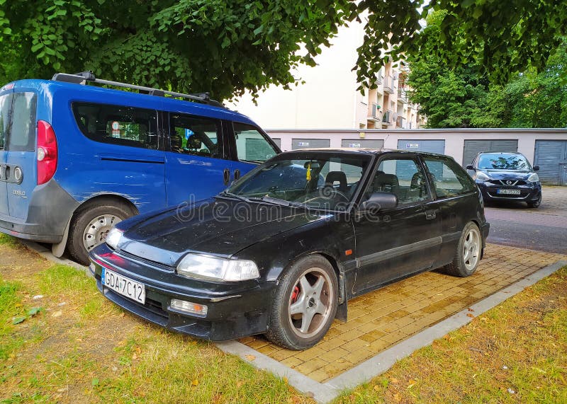 Old Black Honda Civic Private Car Hatchback Side View Editorial ...