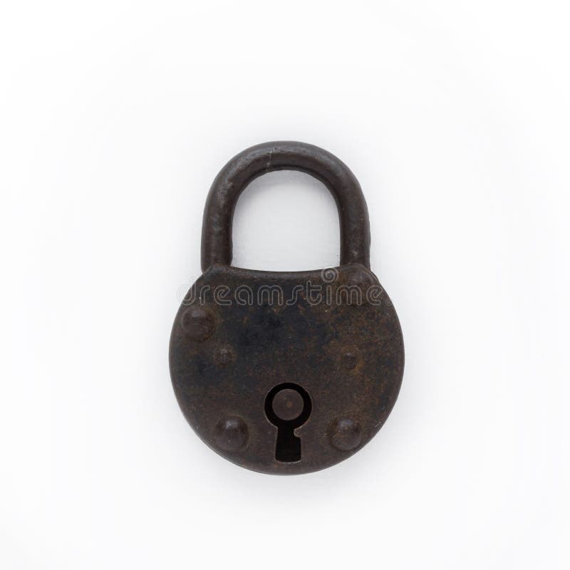 Padlock Black with Key - Isolated on White Background Stock Image ...