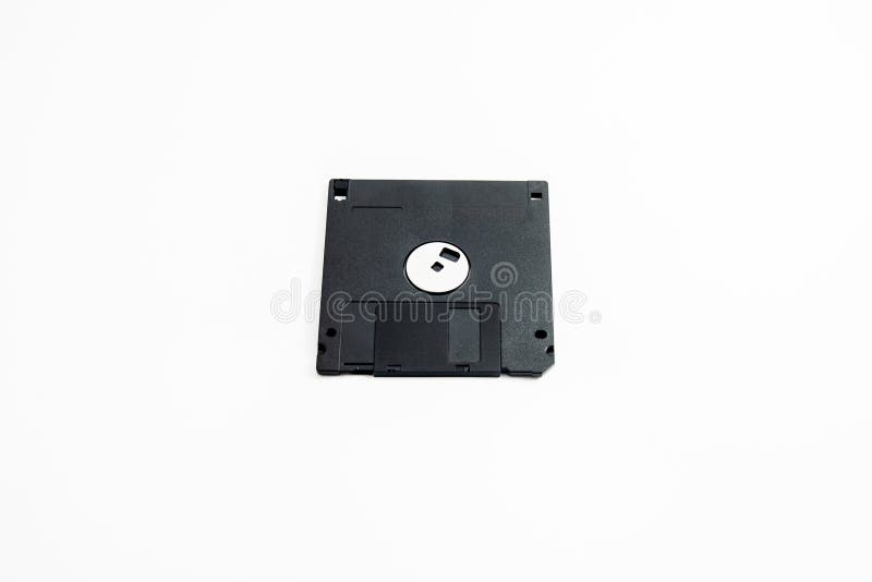 Old Black, Single, Three and a Half Floppy Disk on White Background ...